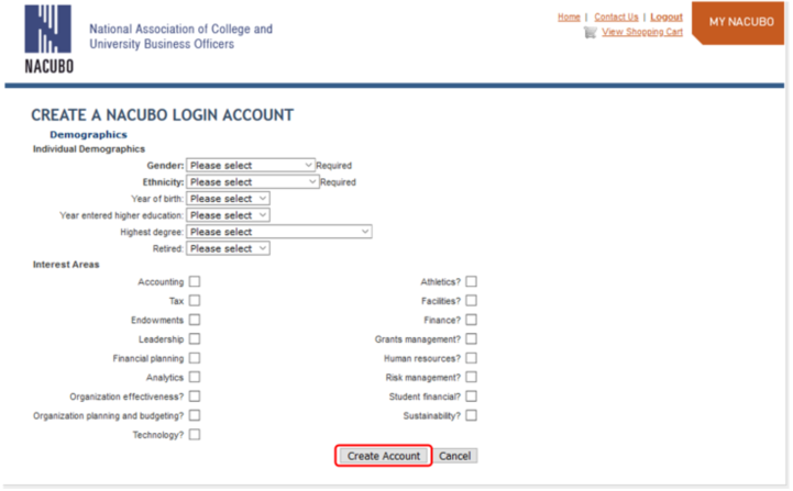 Create a NACUBO Account - Administrative Services Gateway - University ...