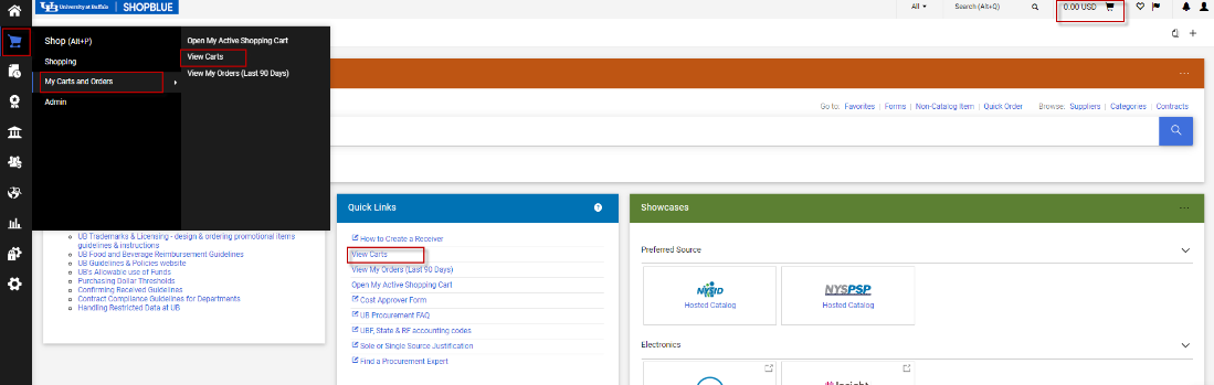 Cart Management - Administrative Services Gateway - University at Buffalo