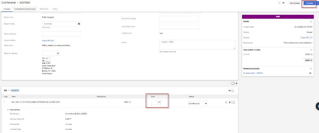 Create a Receiver - Administrative Services Gateway - University at Buffalo