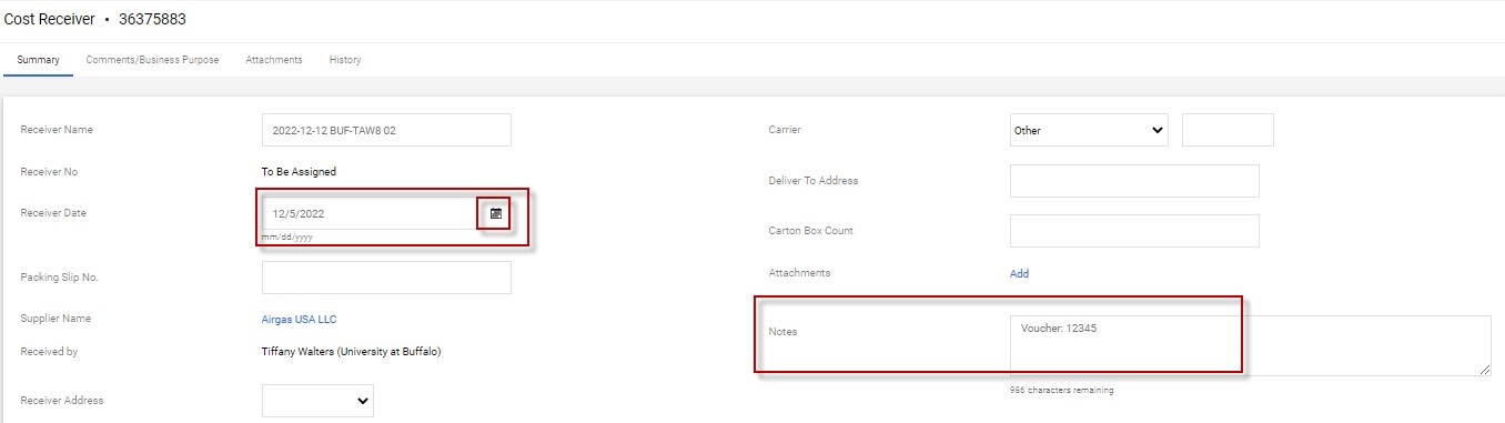Create a Receiver - Administrative Services Gateway - University at Buffalo