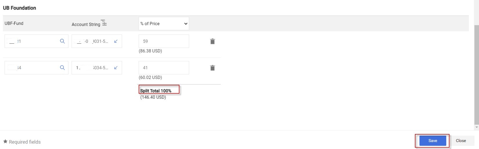 Splitting Account Codes by Purchase Requisition for UB Foundation Funds ...