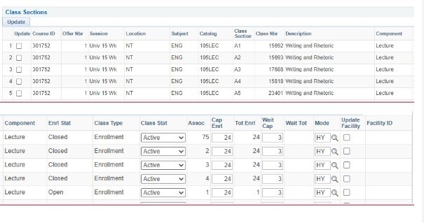 Class Schedule Maintenance - Office of the Registrar - University at ...