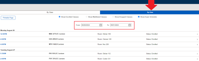 Class Schedule - Office of the Registrar - University at Buffalo