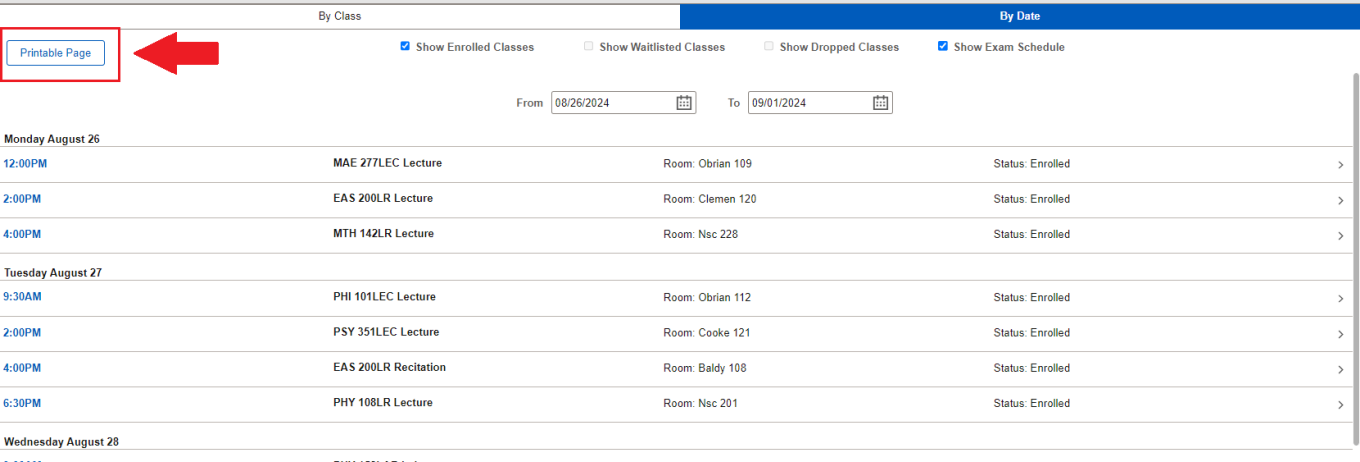 Class Schedule - Office of the Registrar - University at Buffalo