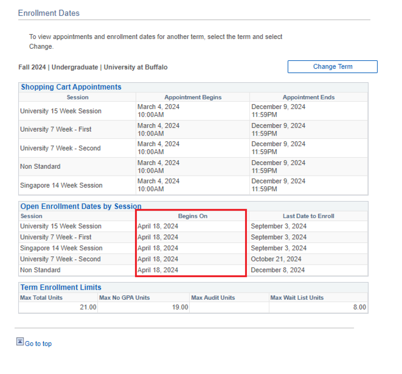 Enrollment Dates - Office of the Registrar - University at Buffalo