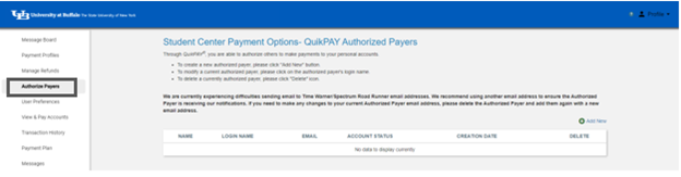 Add or Delete an Authorized Payer - Student Accounts - University at ...