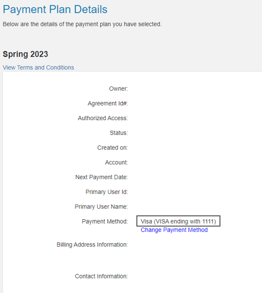 Update Credit Card Number on Current Payment Method - Student Accounts ...