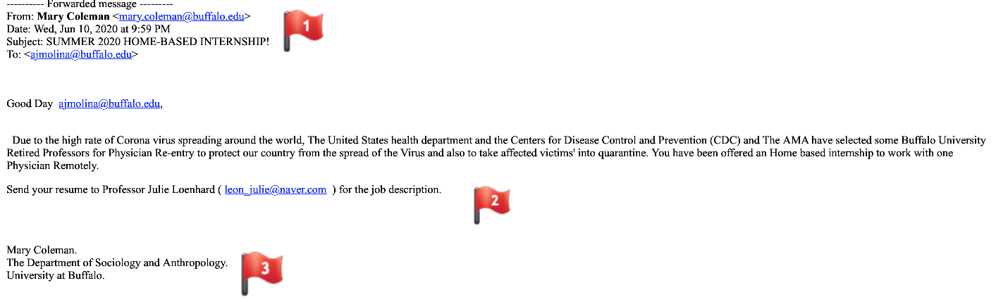 Email Employment Scam - 2020 Summer Home-Based Internship (06/16/2020 ...