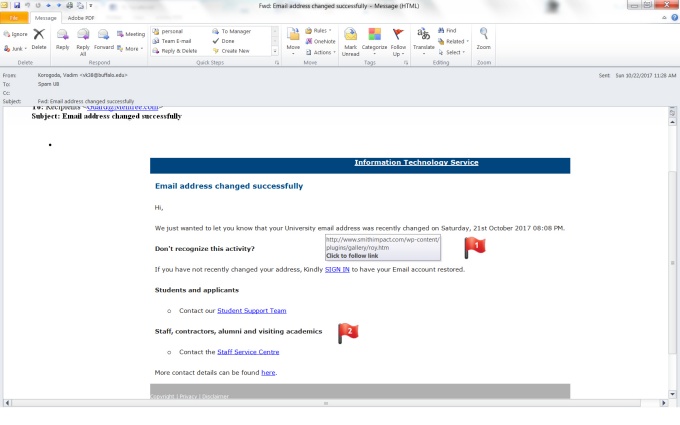 UB Login Phish - Do not click 'Email address changed successfully ...