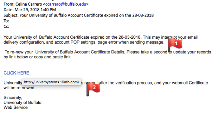 UB Login Phish - Do not click 'Univ at Buffalo Account Certificate ...