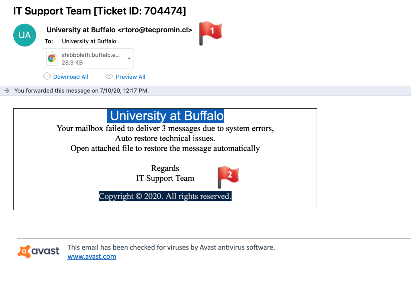 UB Login Phish - Do not open attachment from 'IT Support Team [Ticket ...